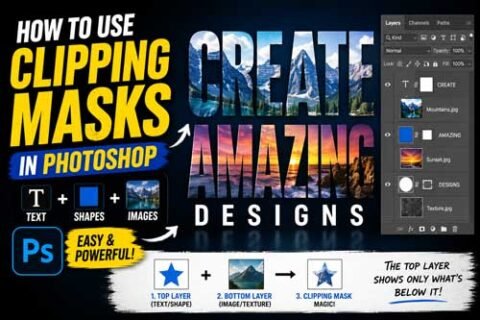 How to use clipping mask in Photoshop for text, shapes, images